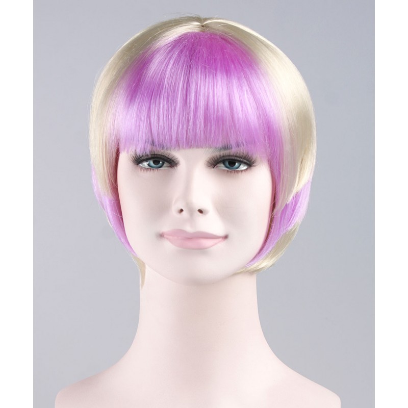 Purple White Swing Bob Wig